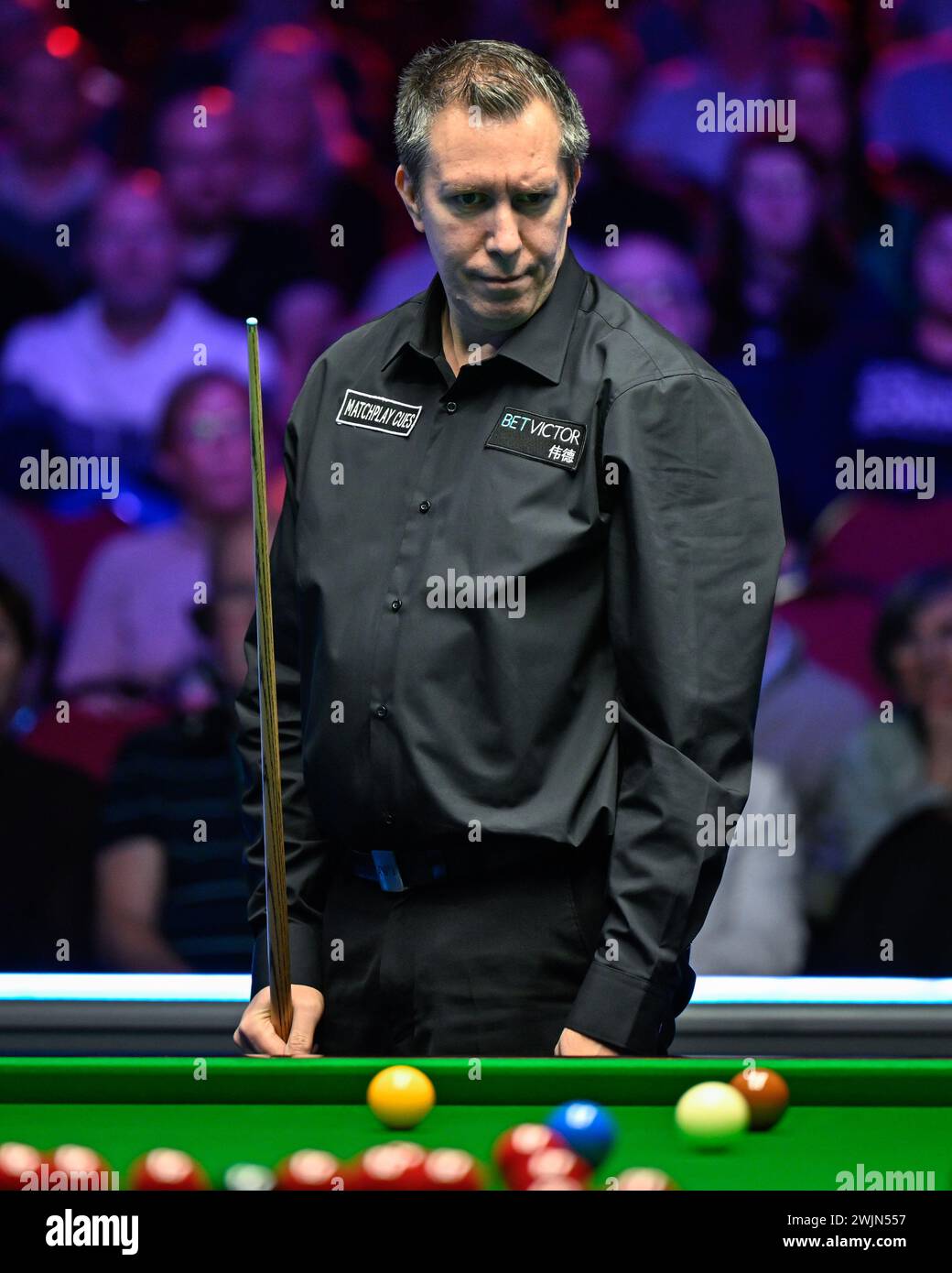 Dominic Dale, during the 2024 BetVictor Welsh Open at Venue Cymru ...