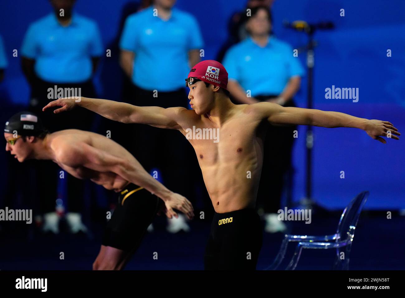 Ji Yu-chan of South Korea prepares to compete in the men's 50m ...