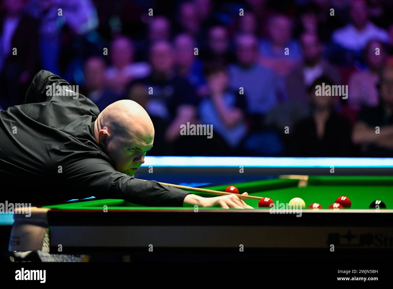 Elliot Slessor takes a shot, during the 2024 BetVictor Welsh Open at ...