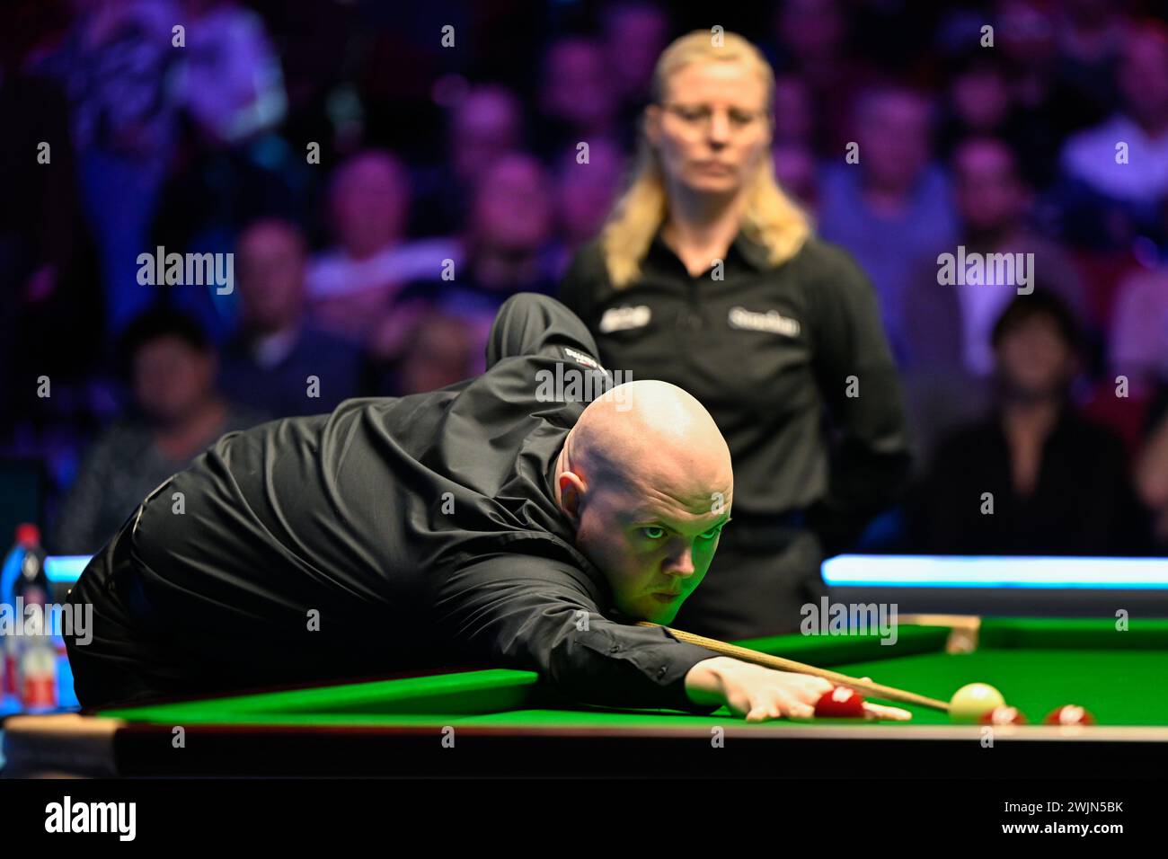 Elliot Slessor takes a shot, during the 2024 BetVictor Welsh Open at ...