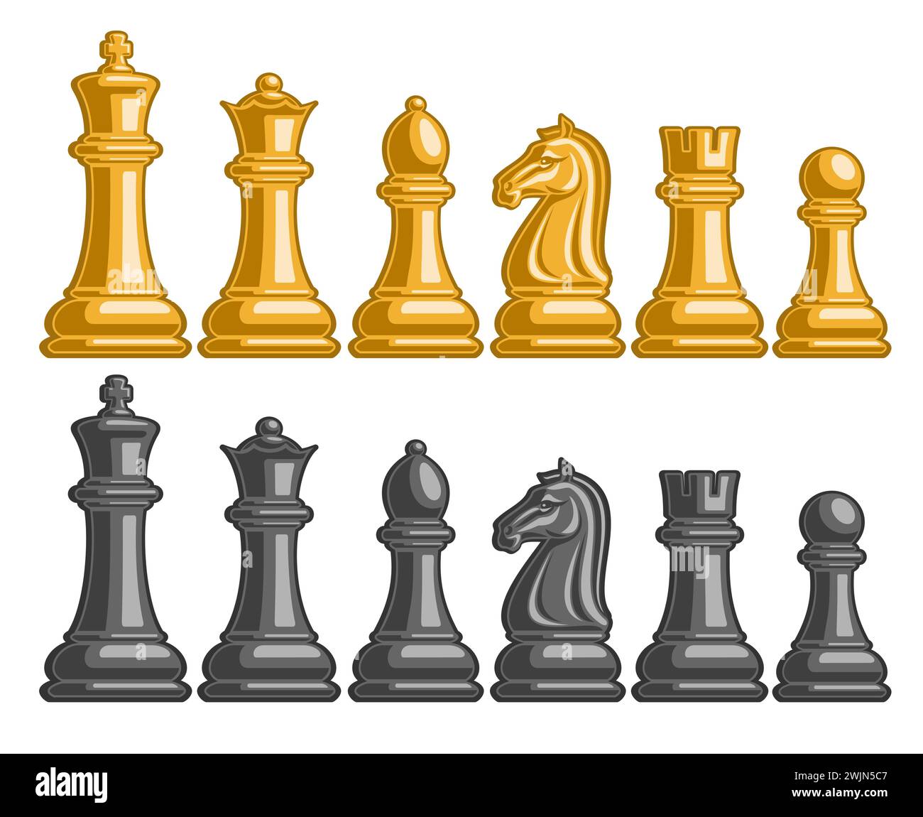 Vector set of Chess Pieces, collection of yellow and grey cut out ...