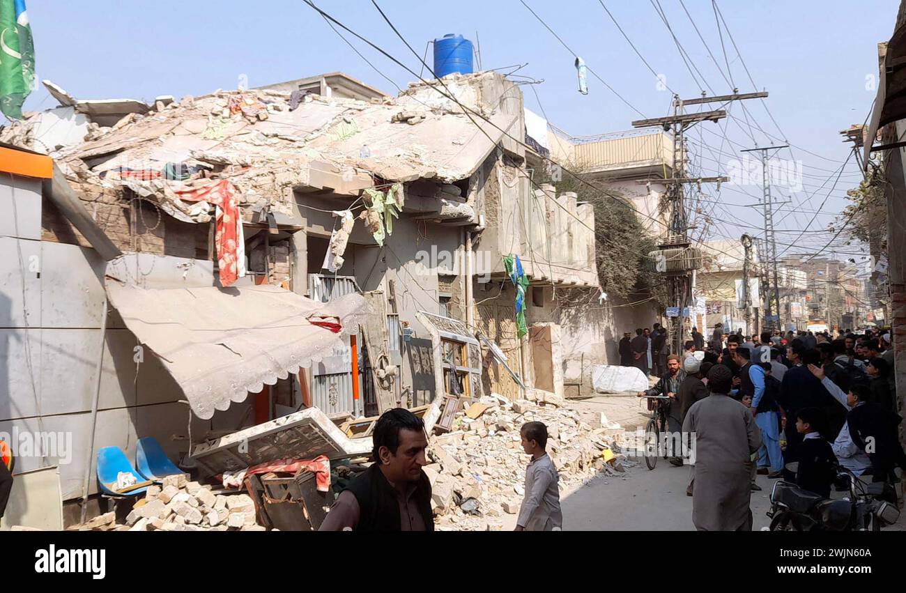 View of damages after house collapsed due to gas cylinder blast, at ...