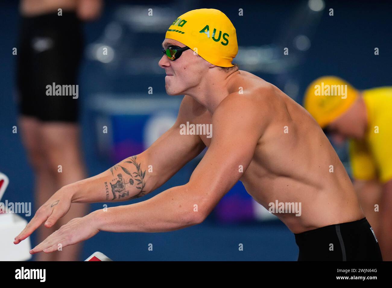 Isaac Cooper of Australia prepares to compete in the men's 50m ...