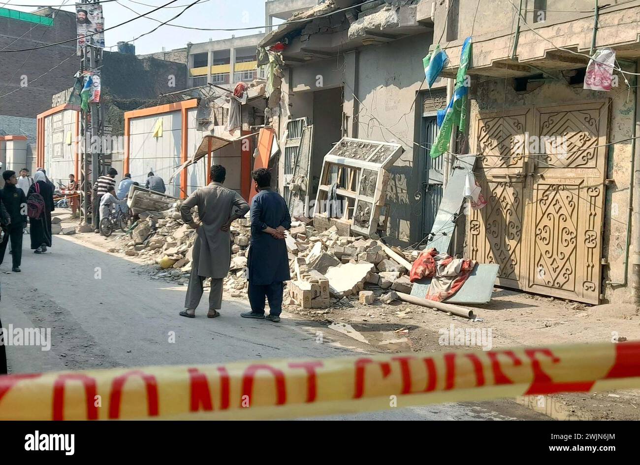 View of damages after house collapsed due to gas cylinder blast, at ...