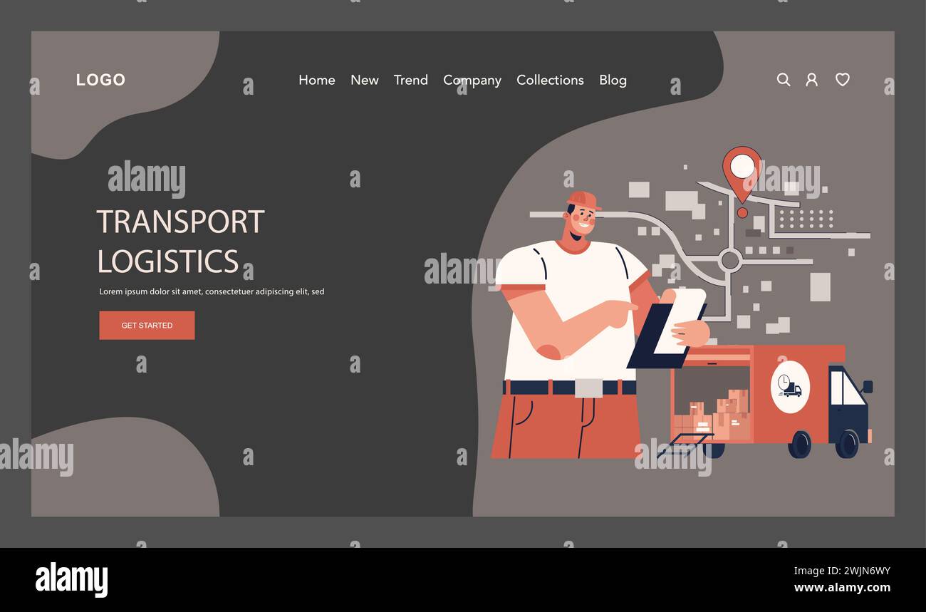 Delivery of goods web banner or landing page dark or night mode ...