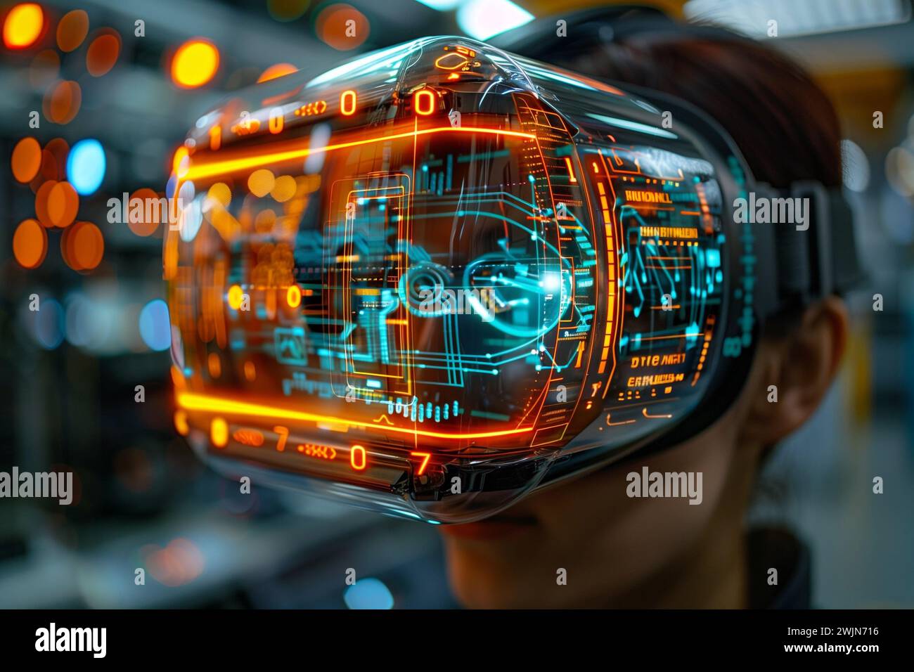 Engineer Using Virtual Reality. Engineer immersed in a virtual reality ...