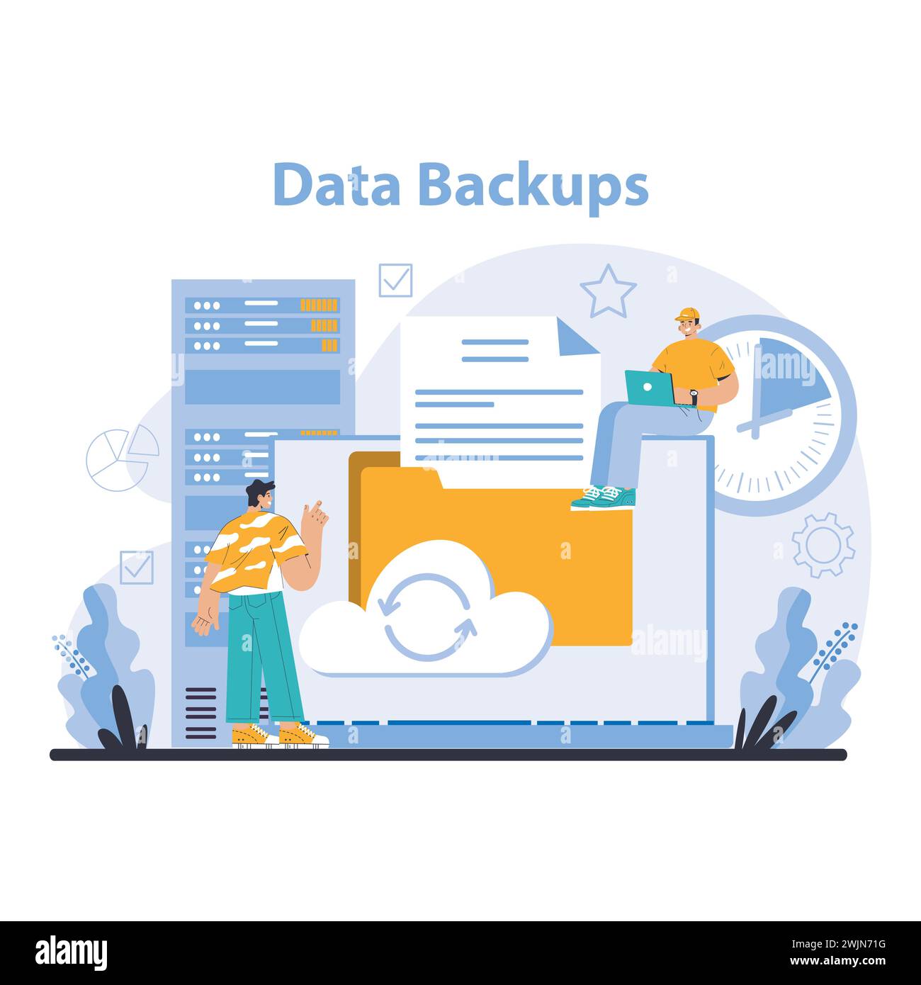 Data Backups concept. Visualizing secure cloud storage and timely data ... Data Backups concept. Visualizing secure cloud storage and timely data ...