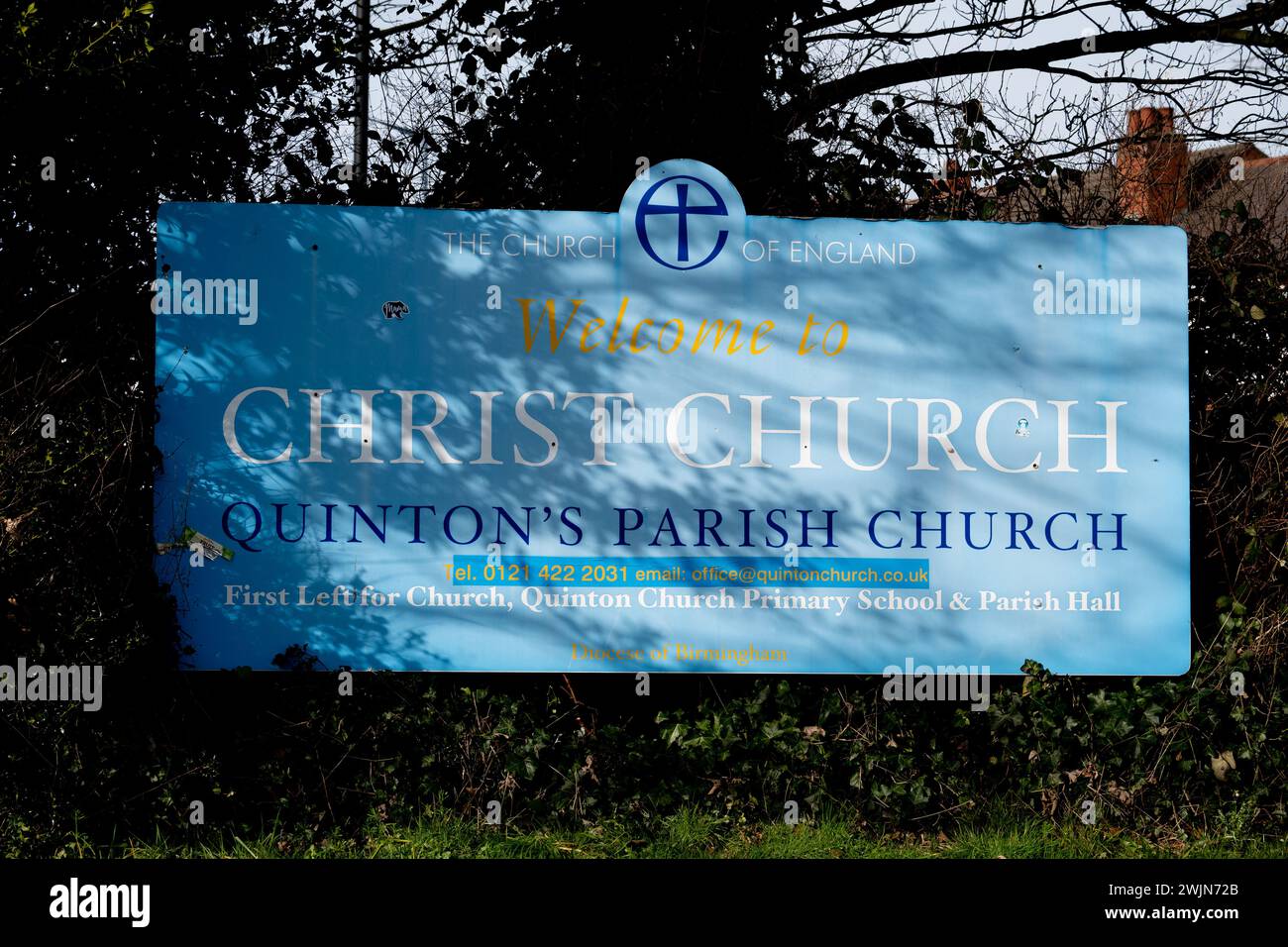 Christ Church sign, Quinton, West Midlands, England, UK Stock Photo - Alamy