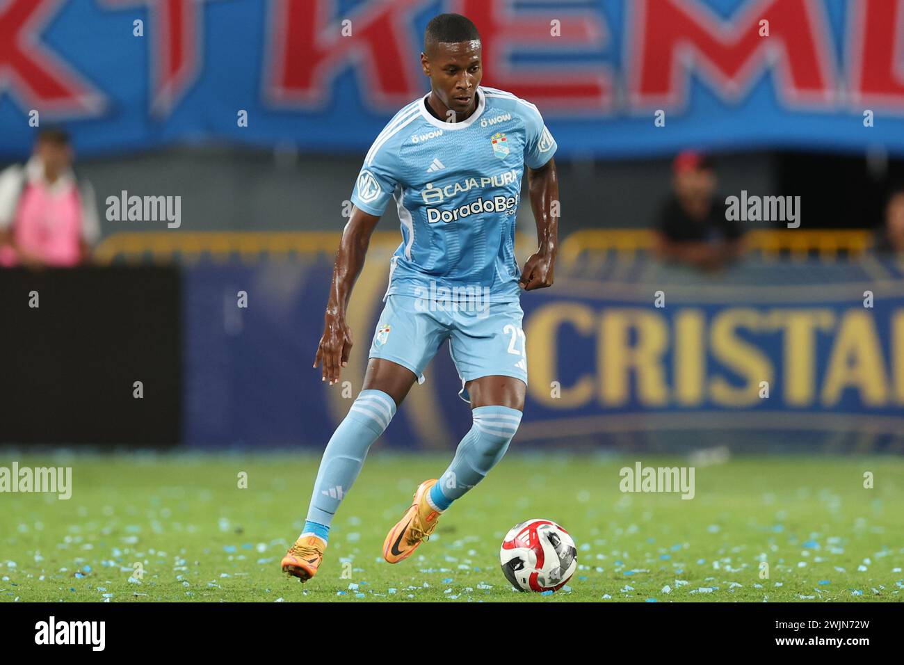 Lima, Peru. 15th Feb, 2024. Adrian Ascues of Sporting Cristal during ...