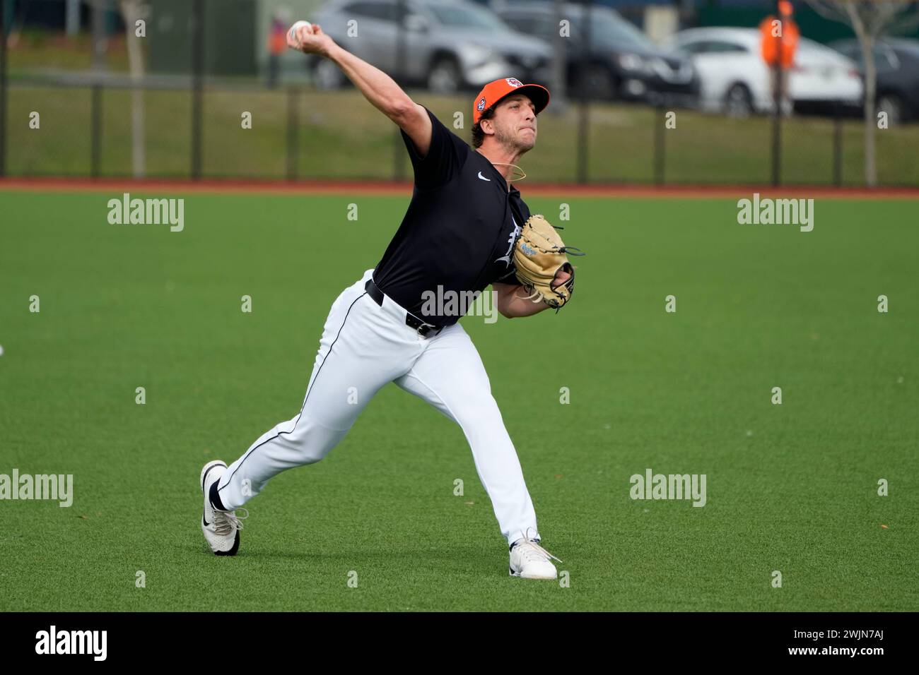 Detroit Tigers pitcher Beau Brieske throws during a baseball spring ...