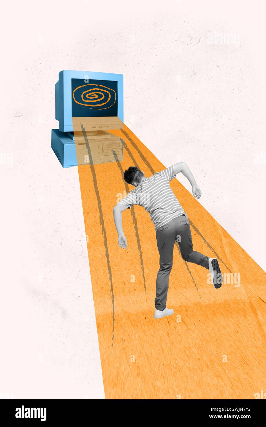 Vertical surreal montage photo collage of young hypnotized man ...