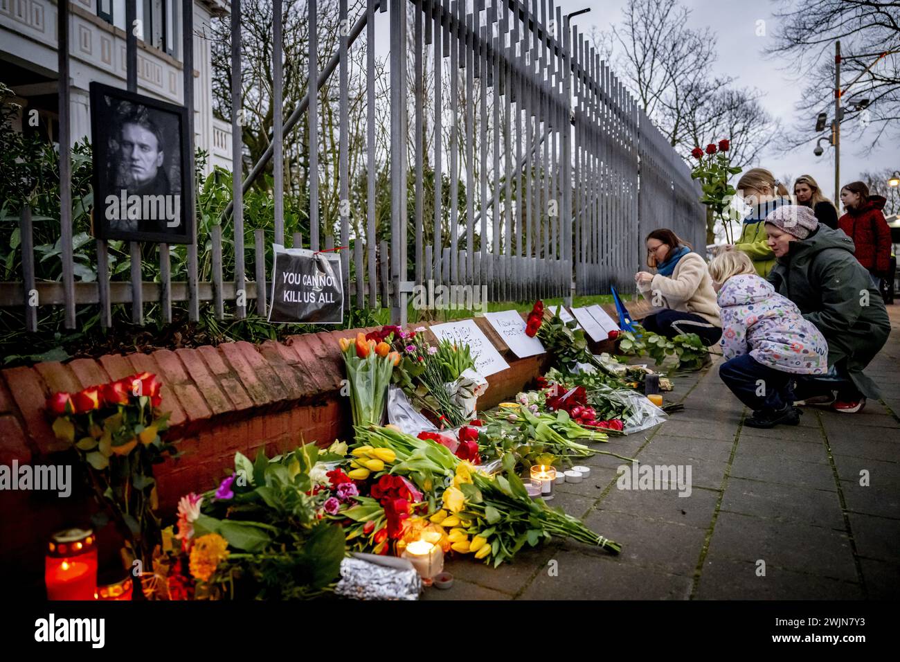 THE HAGUE - People gather at the Russian embassy in The Hague to hold a ...