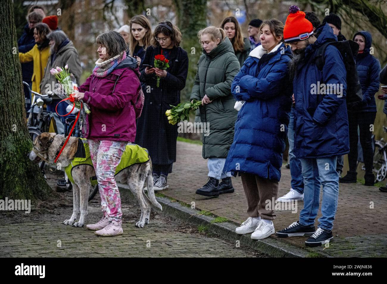 THE HAGUE - People gather at the Russian embassy in The Hague to hold a ...