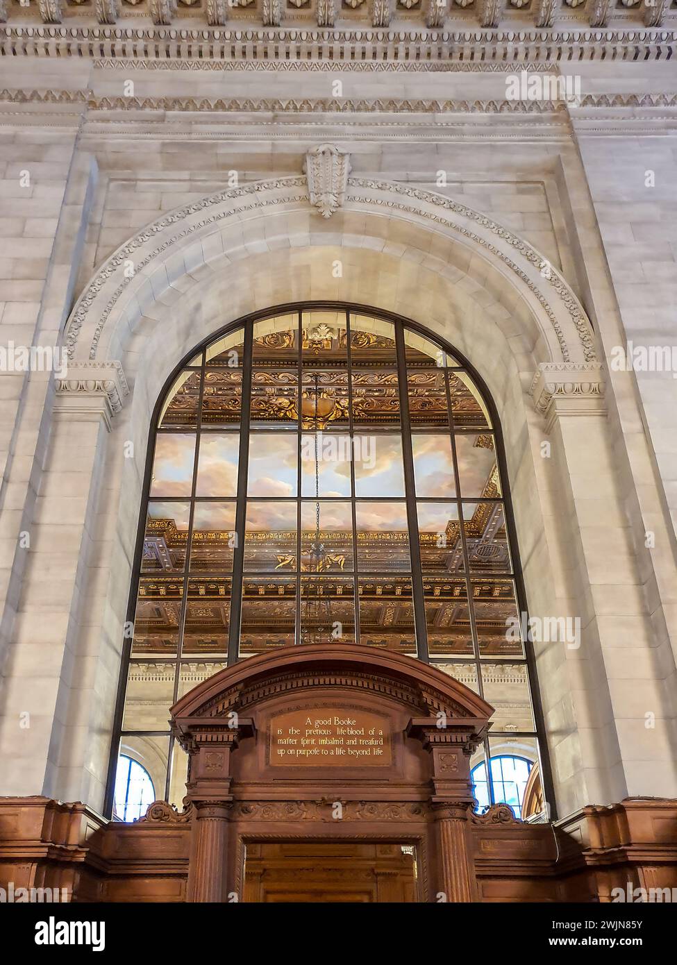 NEW YORK, USA-MARCH 6,2020:View of the interior of Public Library.With ...
