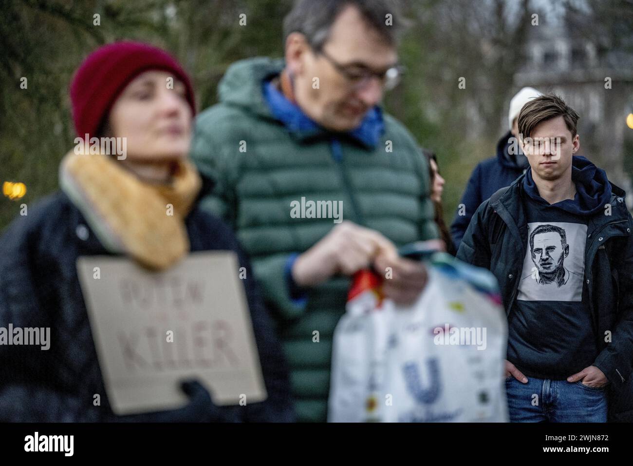 THE HAGUE - People gather at the Russian embassy in The Hague to hold a ...