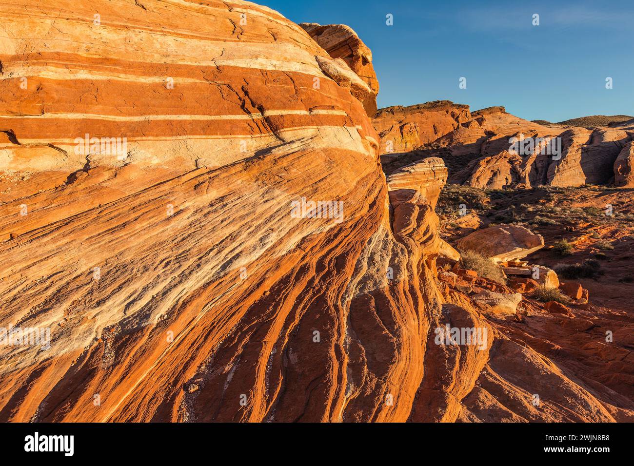 Colorful eroded Aztec sandstone formations in Valley of Fire State Park ...
