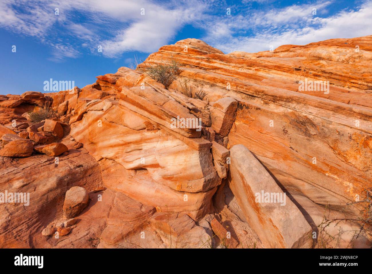 Colorful eroded Aztec sandstone formations in Valley of Fire State Park ...