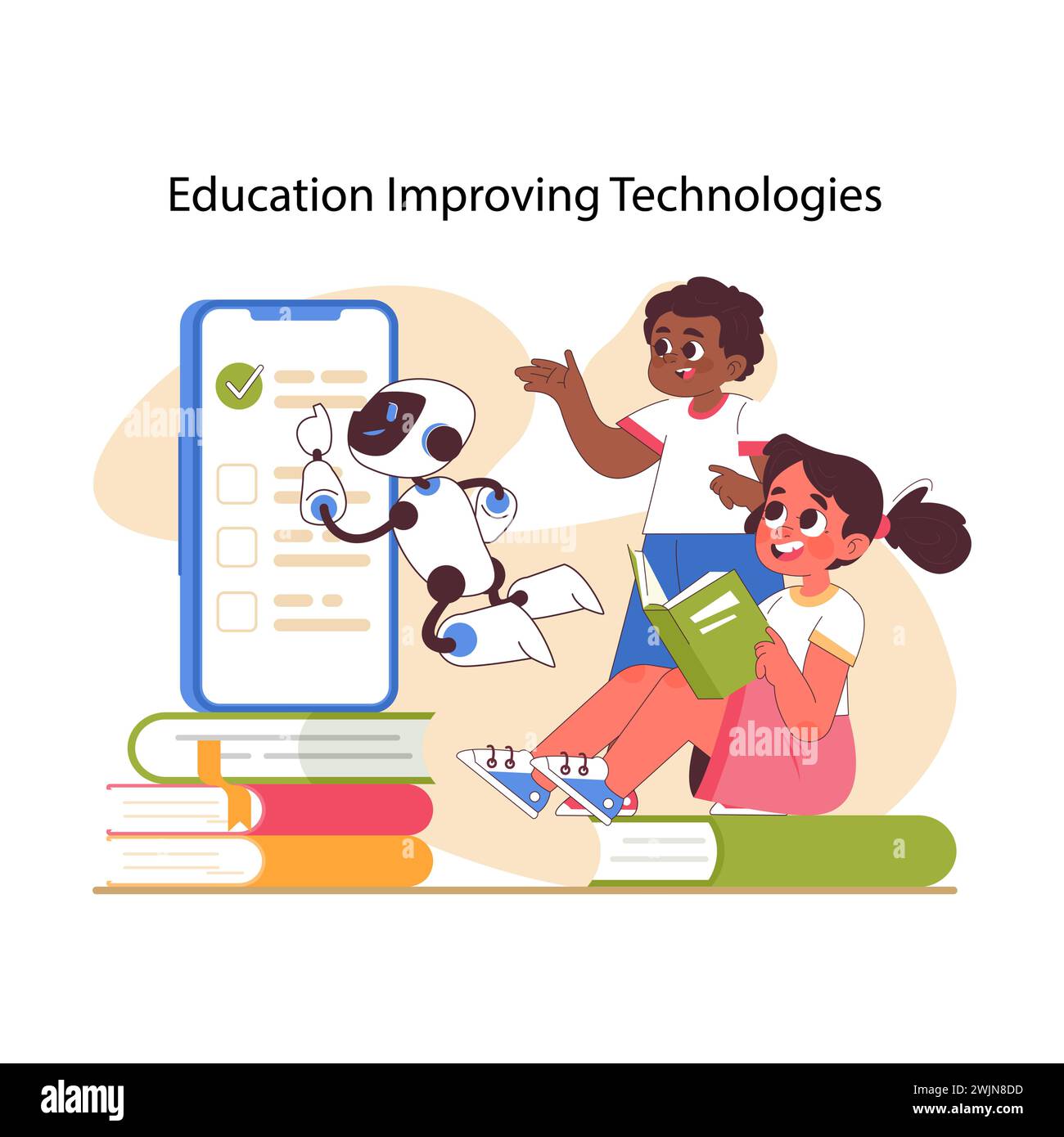 Educational stress concept. Students engage with innovative learning ...