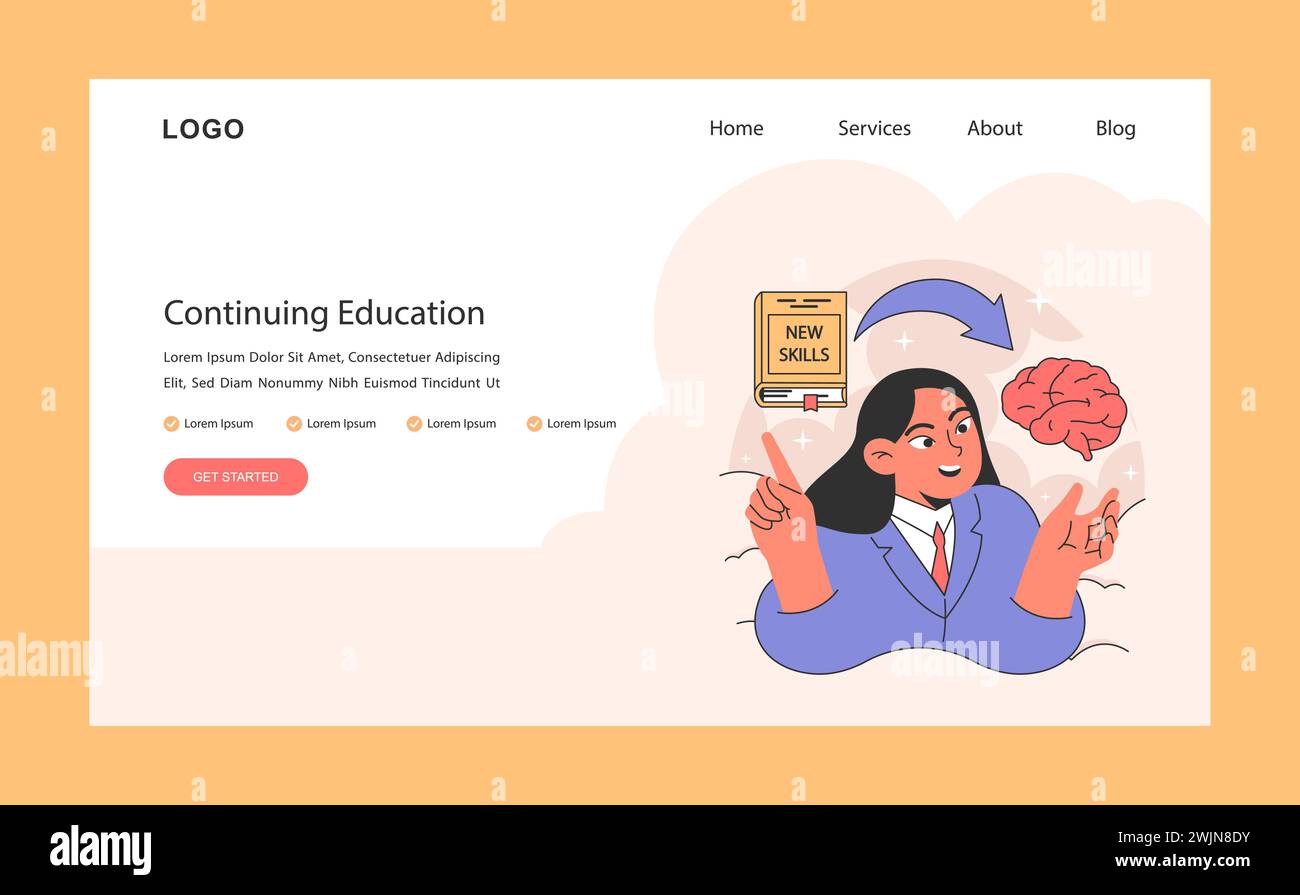 Continuing education web or landing. Lifelong learning and skill ...