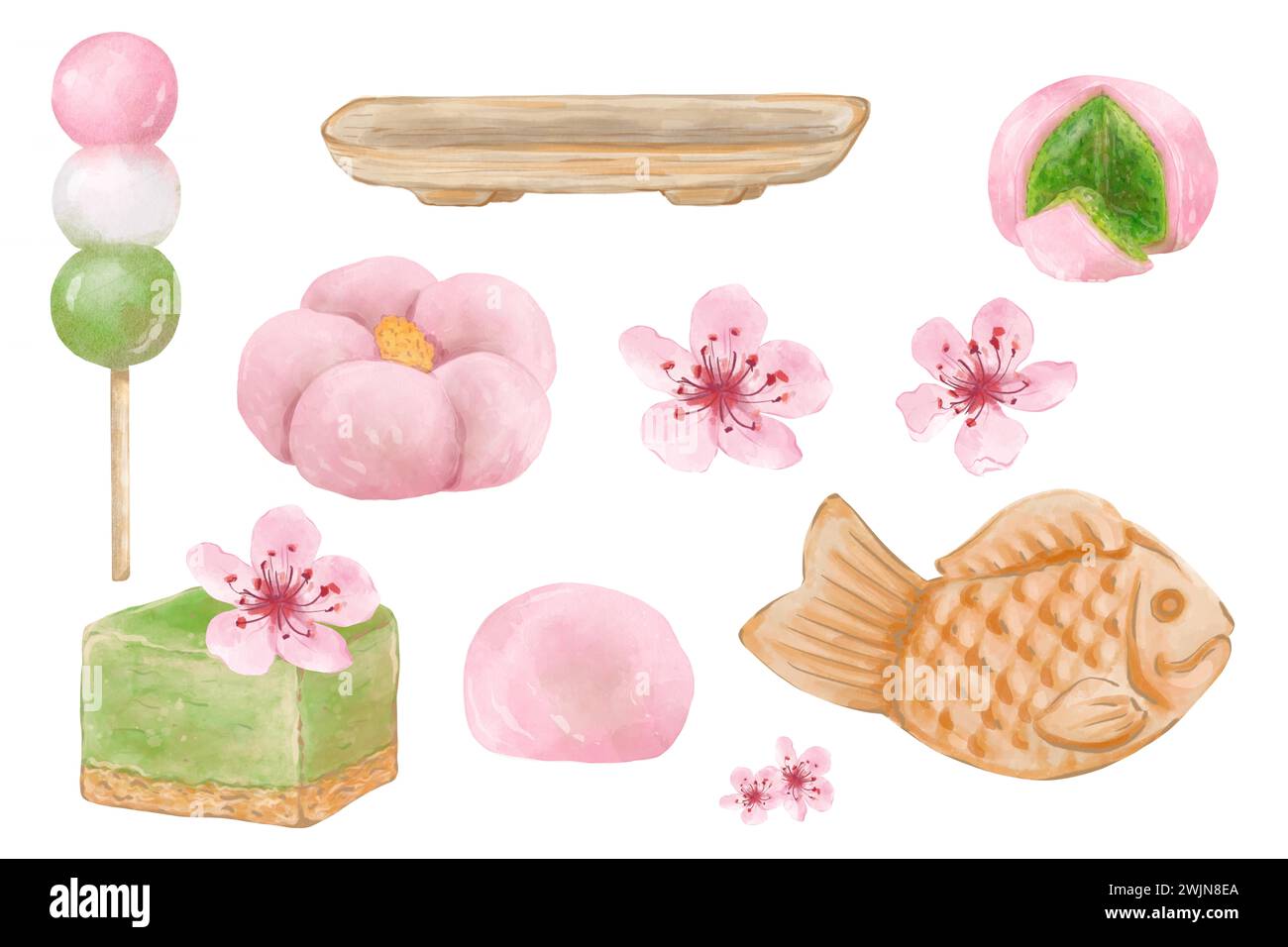 Set of hanami season desserts. Japanese traditional cuisine dishes ...