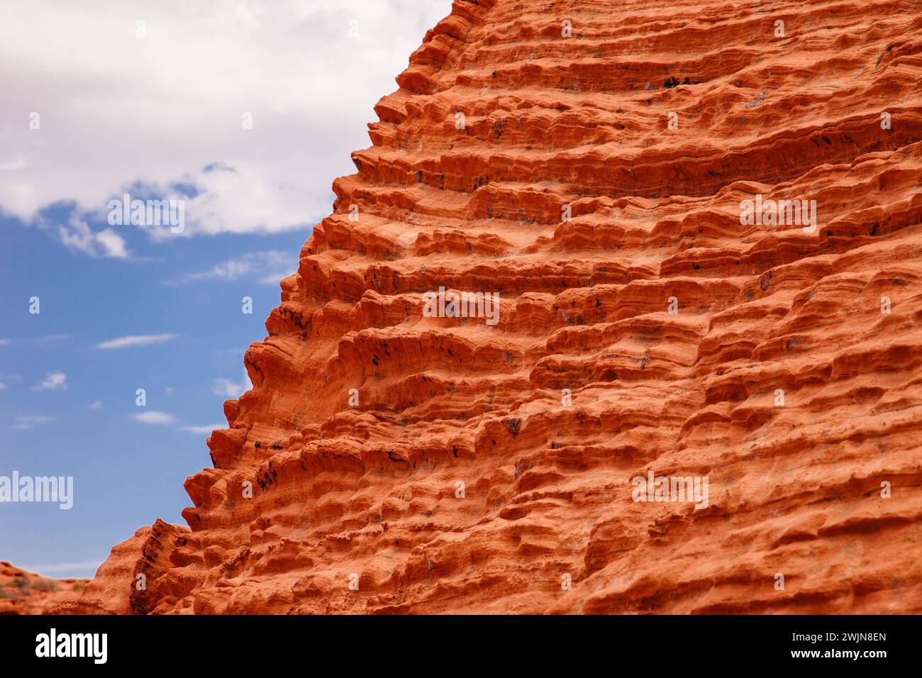 Detail of the layers in the eroded Aztec sandstone of Valley of Fire ...