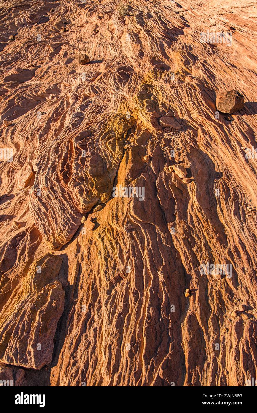 Detail of the layers in the eroded Aztec sandstone of Valley of Fire ...