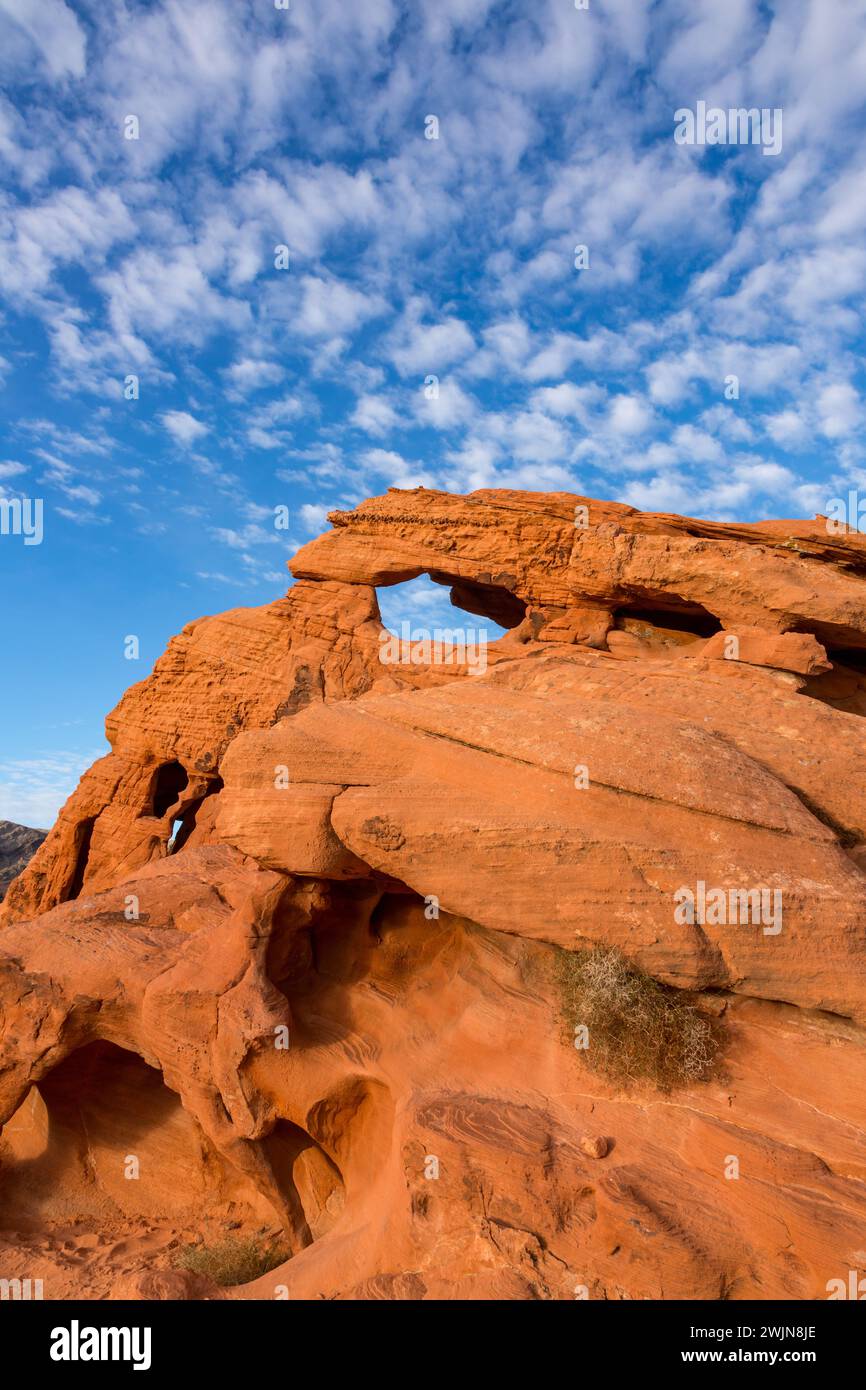 Unnamed natural arches in the eroded Aztec sandstone of Valley of Fire ...