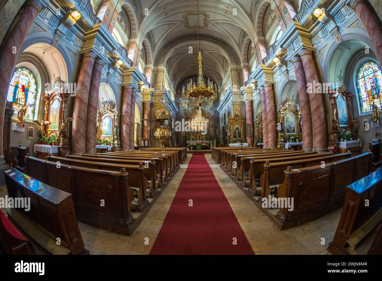 SIBIU, TRANSYLVANIA, ROMANIA-JULY 8, 2020: Interior of the Jesuit ...