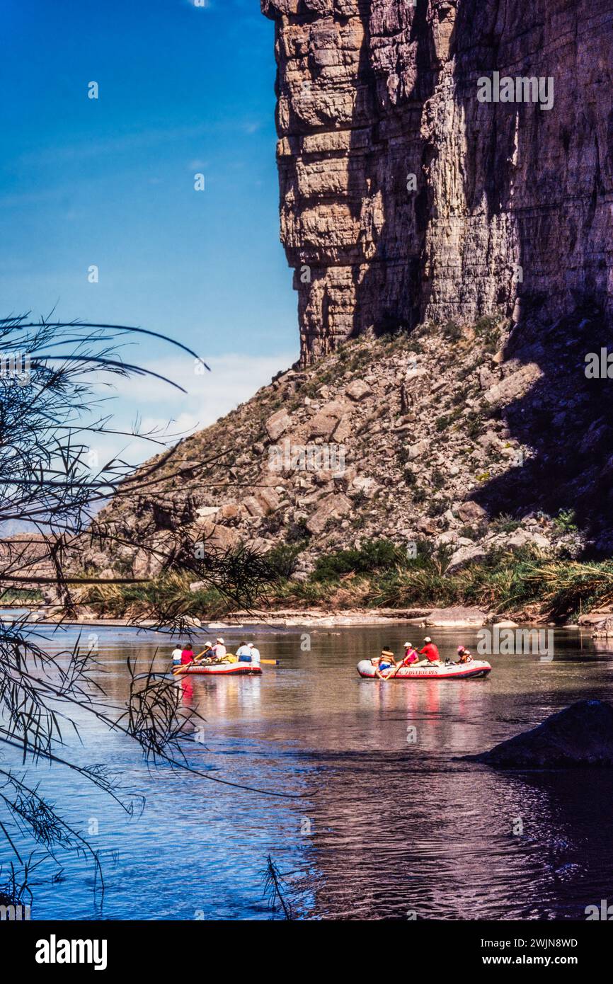 River rafting on the Rio Grande River in Santa Elena Canyon in Big Bend ...