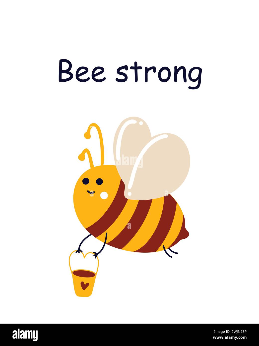 Bee strong. Birthday card, holiday, wish for children with honey bee ...