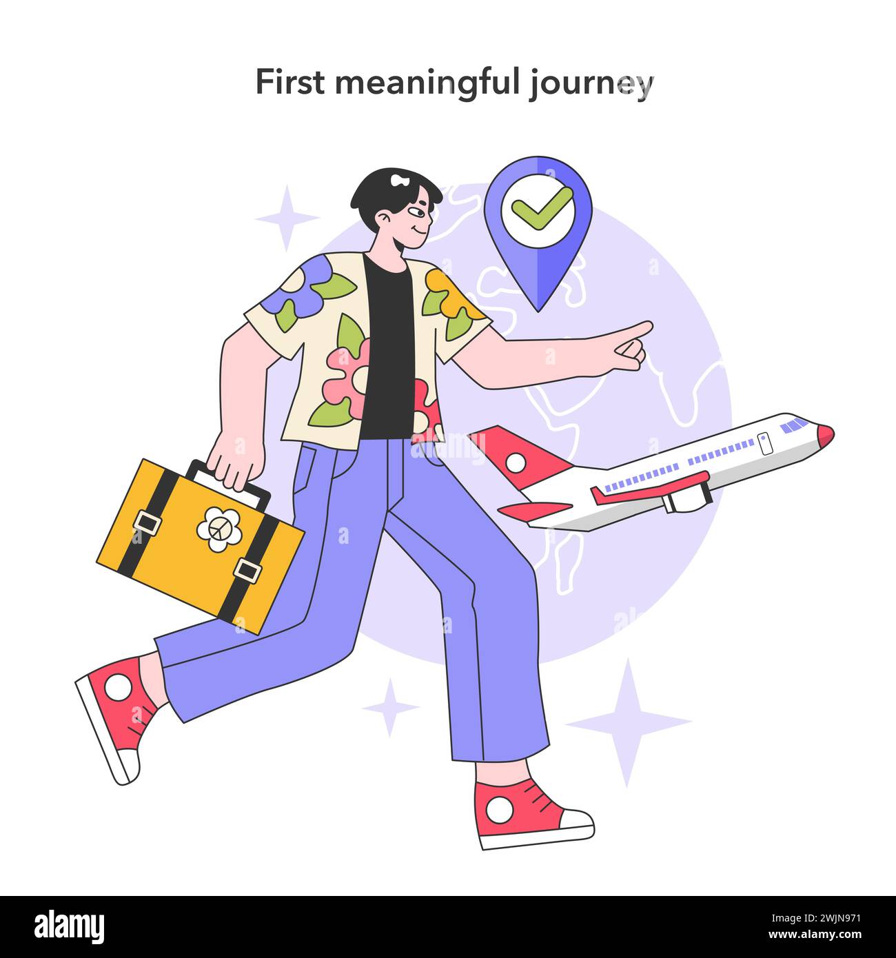 Youth and adulthood years. Life milestones. Young male character ...