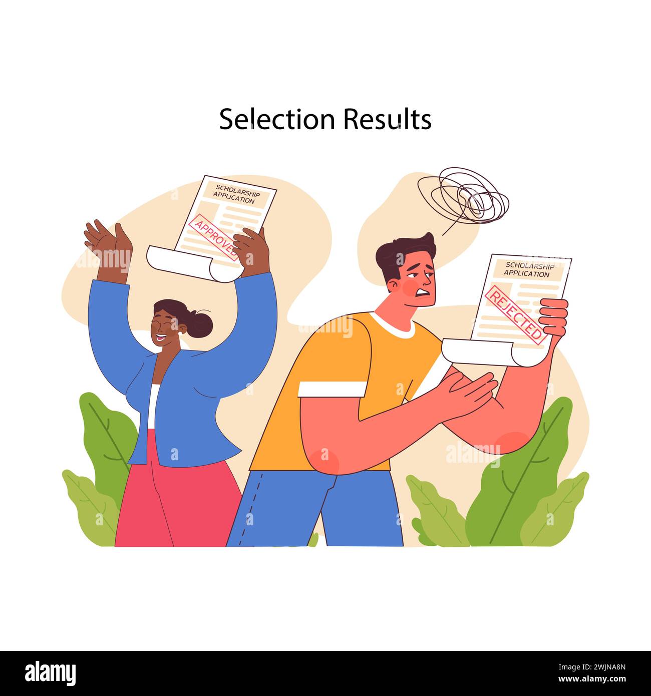 Selection results concept. Students react to scholarship application ... Selection results concept. Students react to scholarship application ...