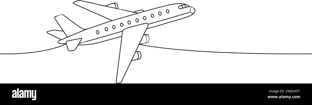 Plane, air transport one line continuous drawing. Different air ...