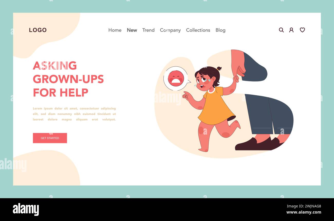 Child seeking assistance concept. A small girl reaches out to an adult ...