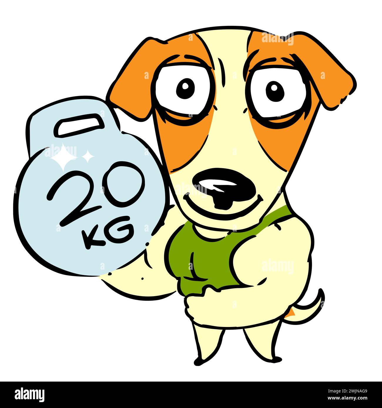 Dog Patron big weight on a white background. Symbol of demining in ...