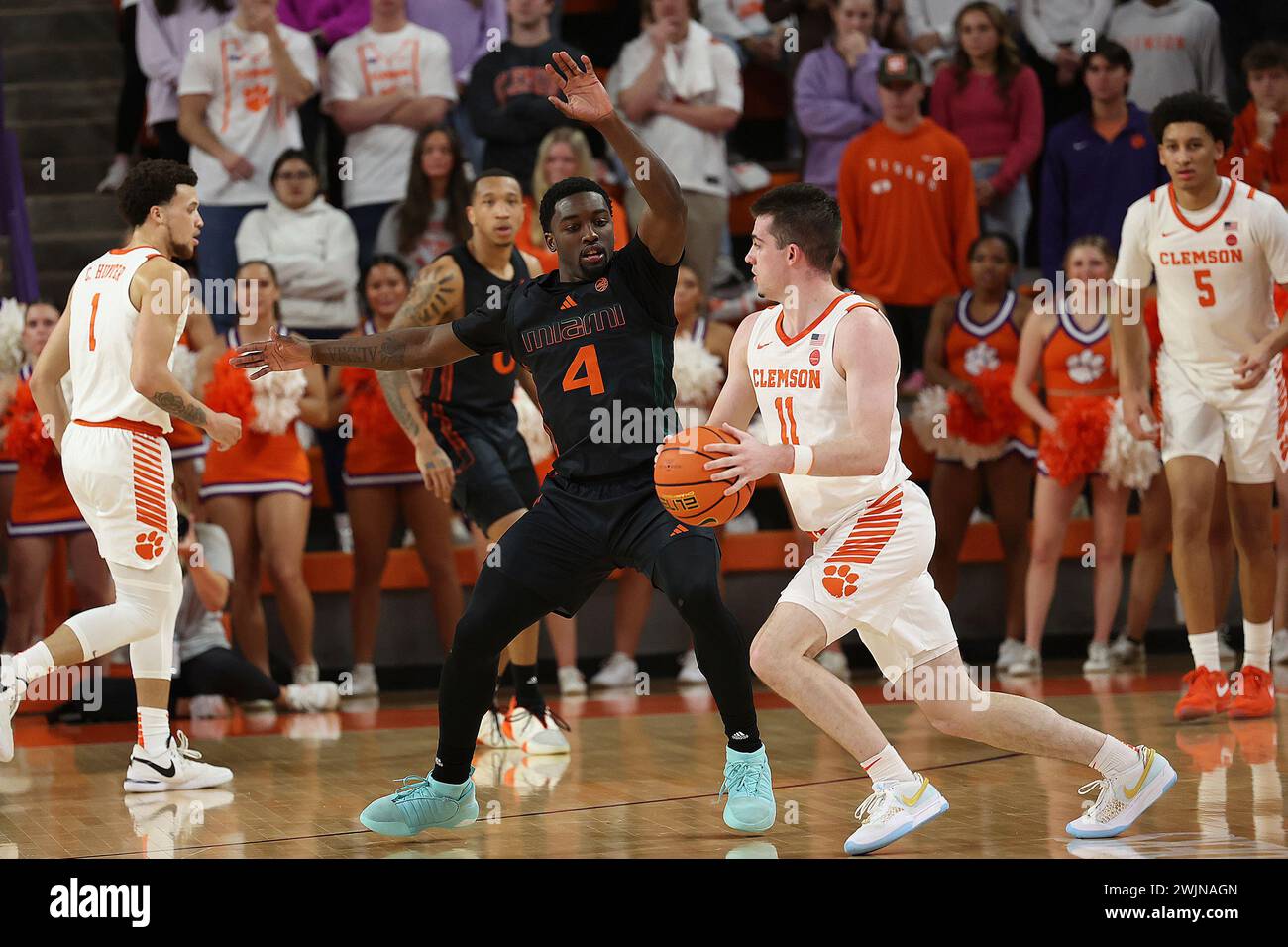 CLEMSON, SC - FEBRUARY 14: Miami Hurricanes guard Bensley Joseph (4 ...