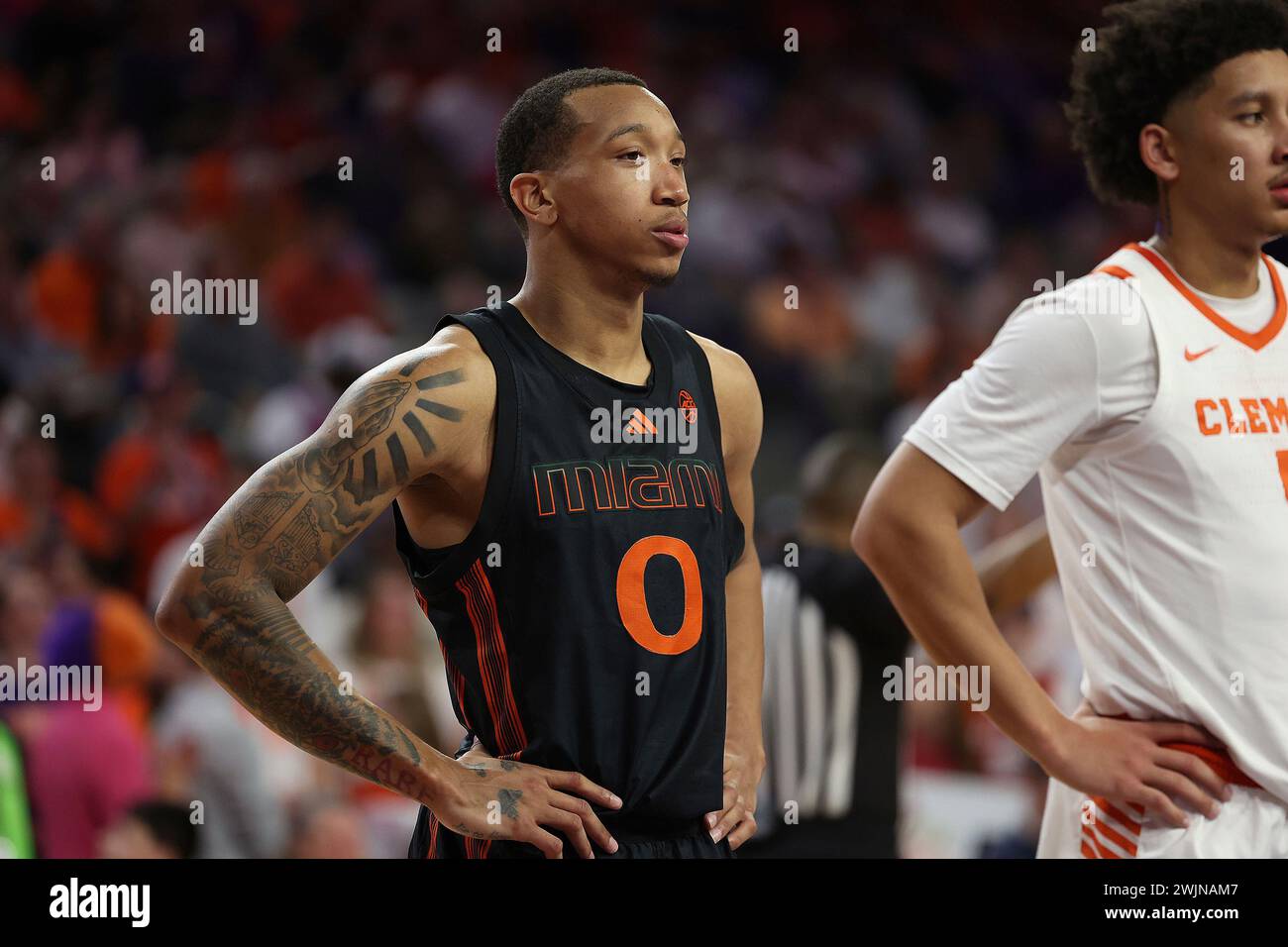 CLEMSON, SC - FEBRUARY 14: Miami Hurricanes guard Matthew Cleveland (0 ...