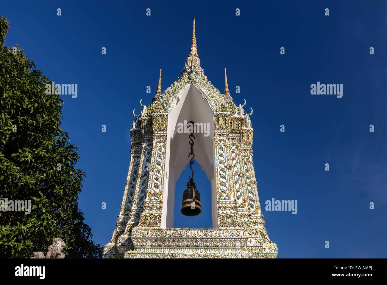 Temple building on the grounds of Wat Po, Bangkok, Thailand. Colored ...