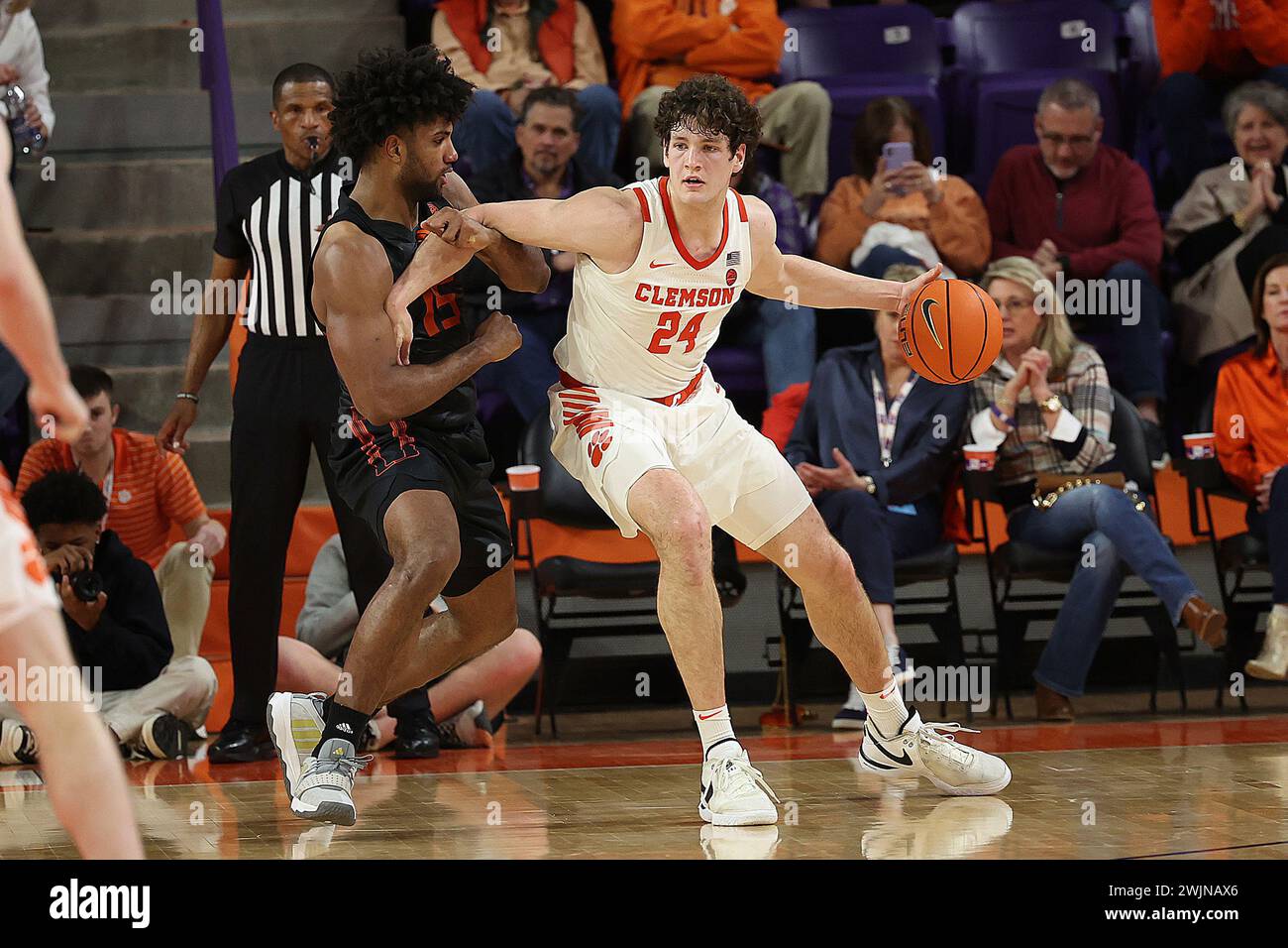 CLEMSON, SC - FEBRUARY 14: Clemson Tigers center PJ Hall (24) during a ...