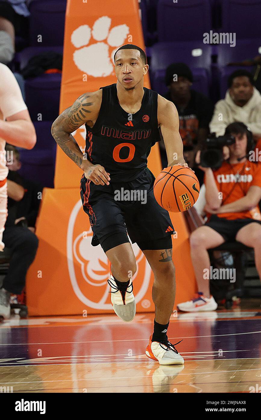 CLEMSON, SC - FEBRUARY 14: Miami Hurricanes guard Matthew Cleveland (0 ...