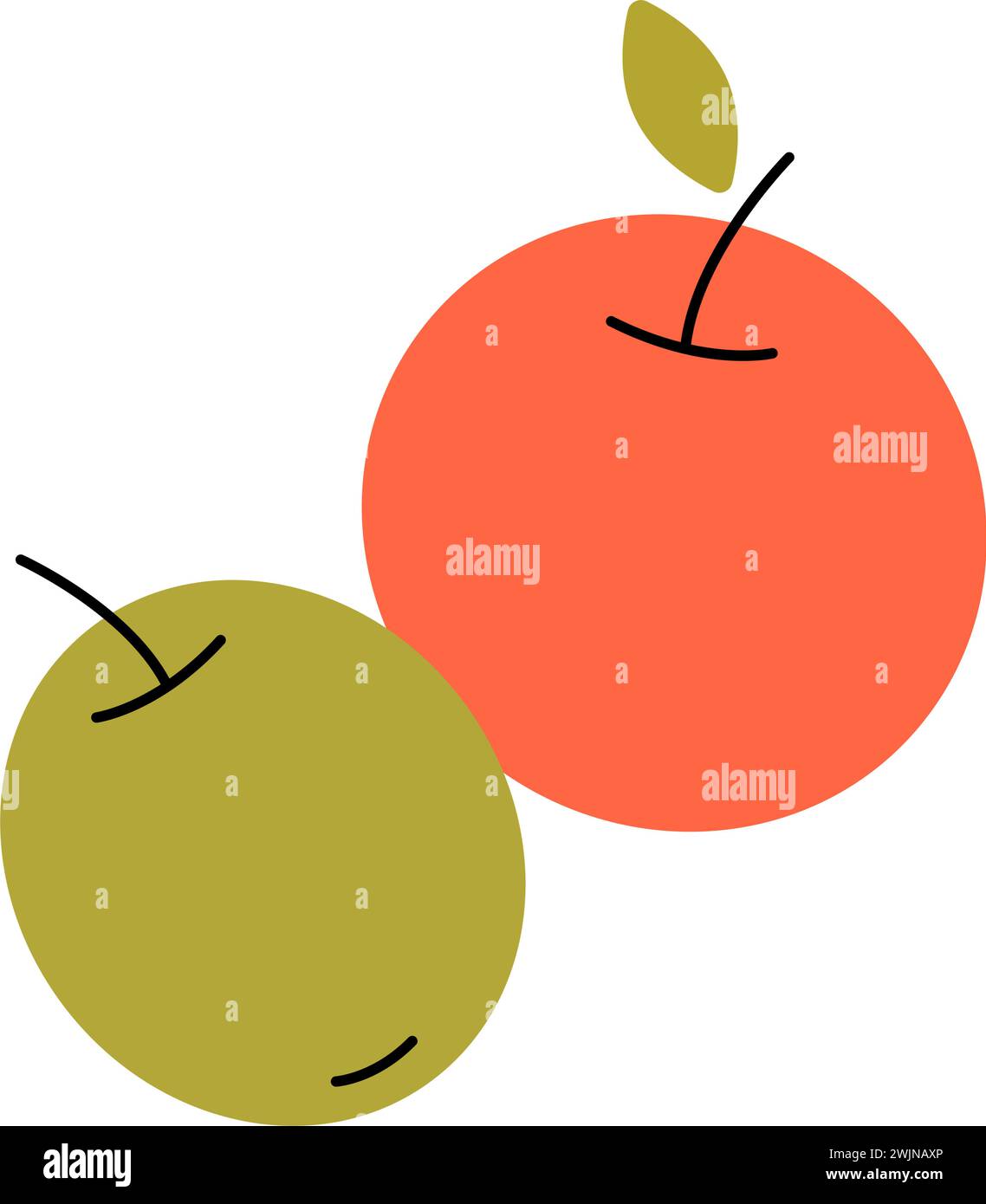 Apple fruits. Apple fruits with leaves. Vector illustration Stock ...