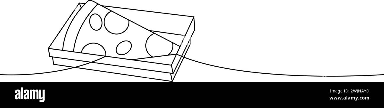 Slice of Italian pizza one line continuous drawing. Traditional italian ...