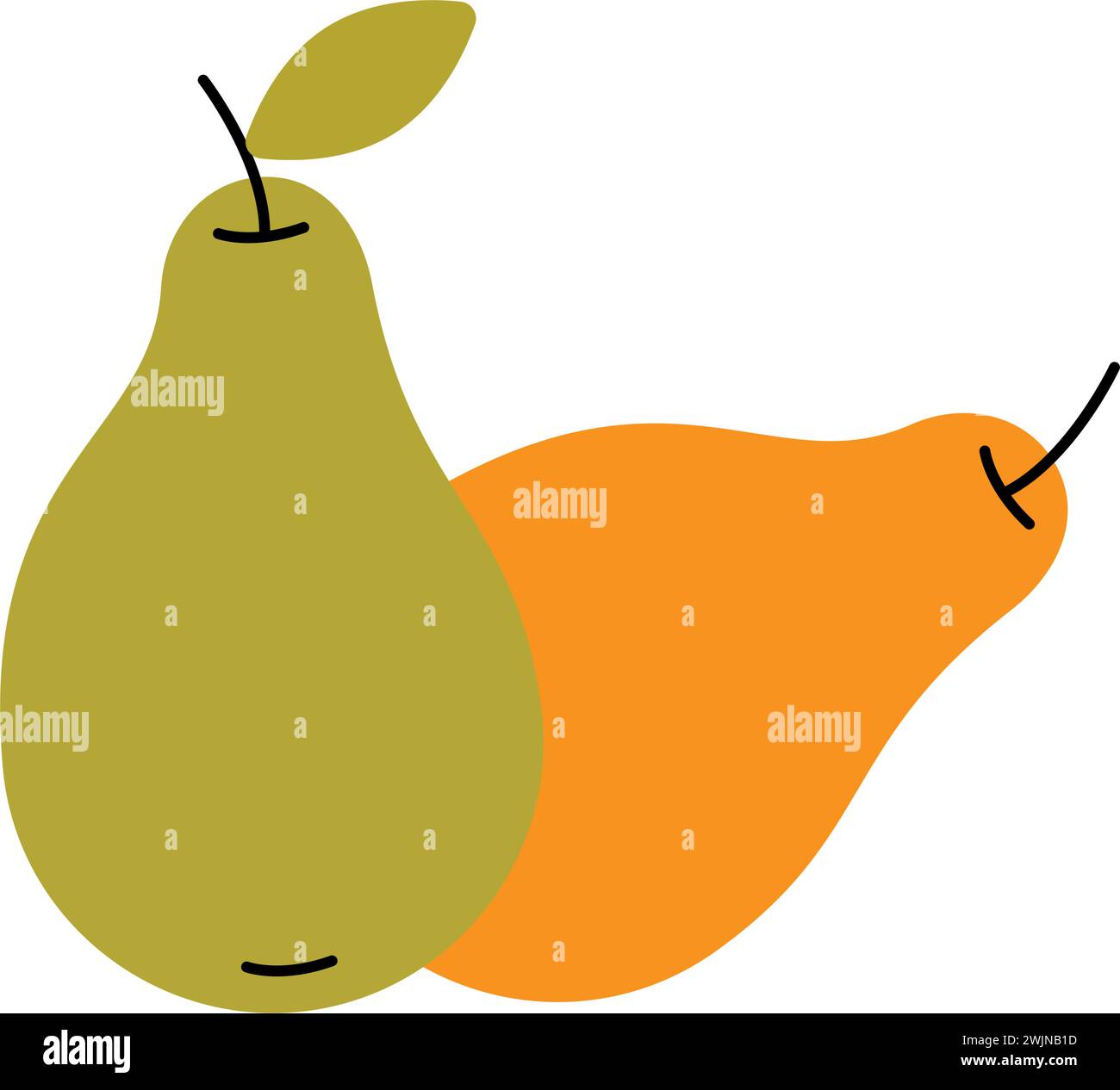 Pear fruits. Pear fruits with leaves. Vector illustration Stock Vector ...