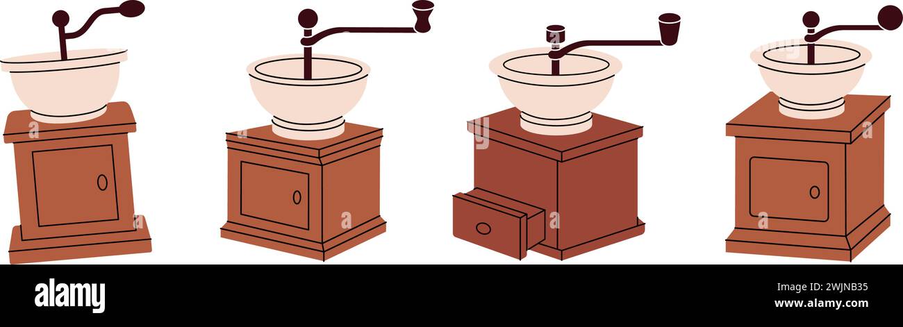 Coffee grinders. Hand drawn elements for cafe menu, coffee shop. Vector ...