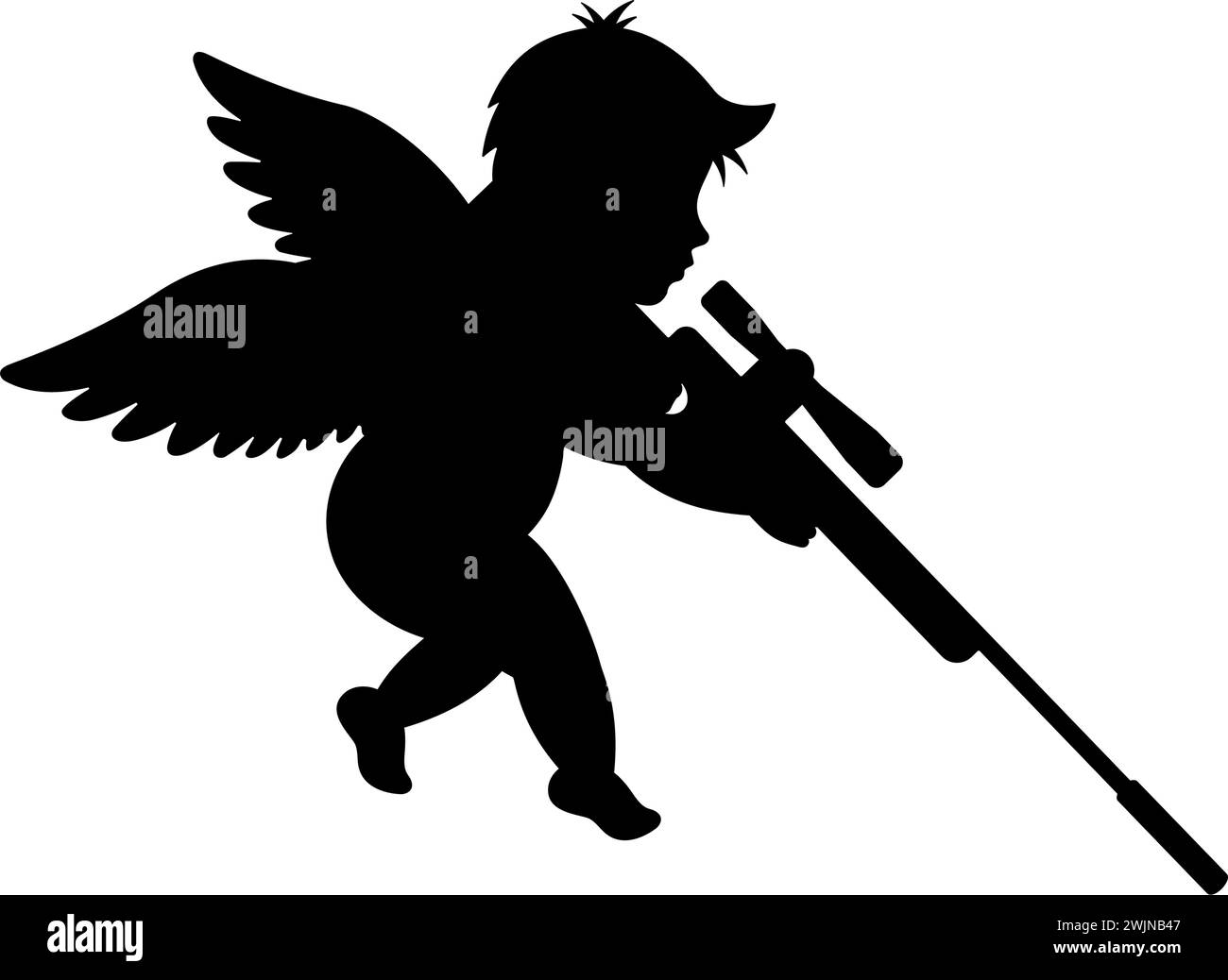 Cupid with a gun. Cherub silhouette. Valentine's day. Love symbol ...