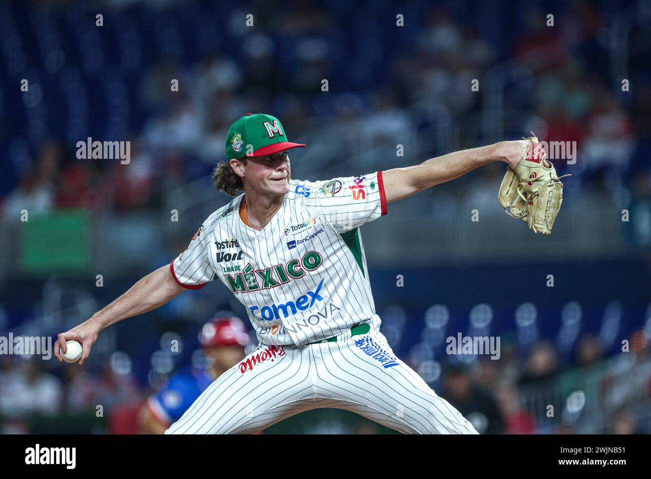 MIAMI, FLORIDA - FEBRUARY 2: Curtis Taylor, pitcher Naranjeros de ...