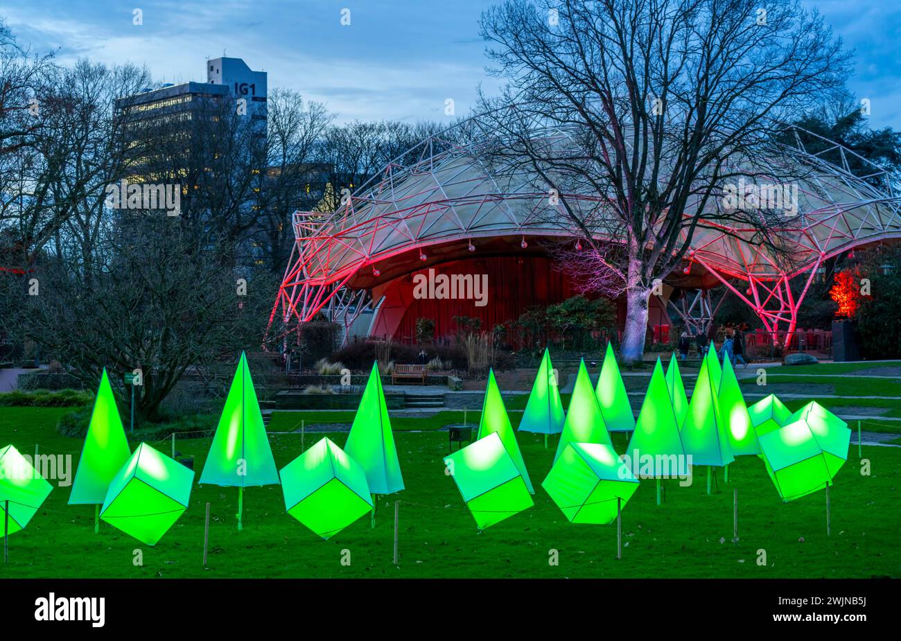 Parkleuchten, event in winter, in the Grugapark in Essen, many ...