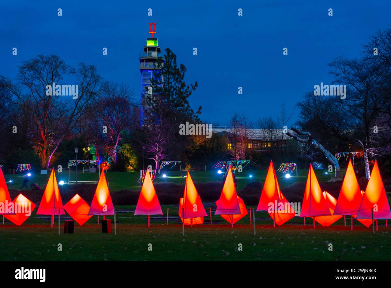 Parkleuchten, event in winter, in the Grugapark in Essen, many ...