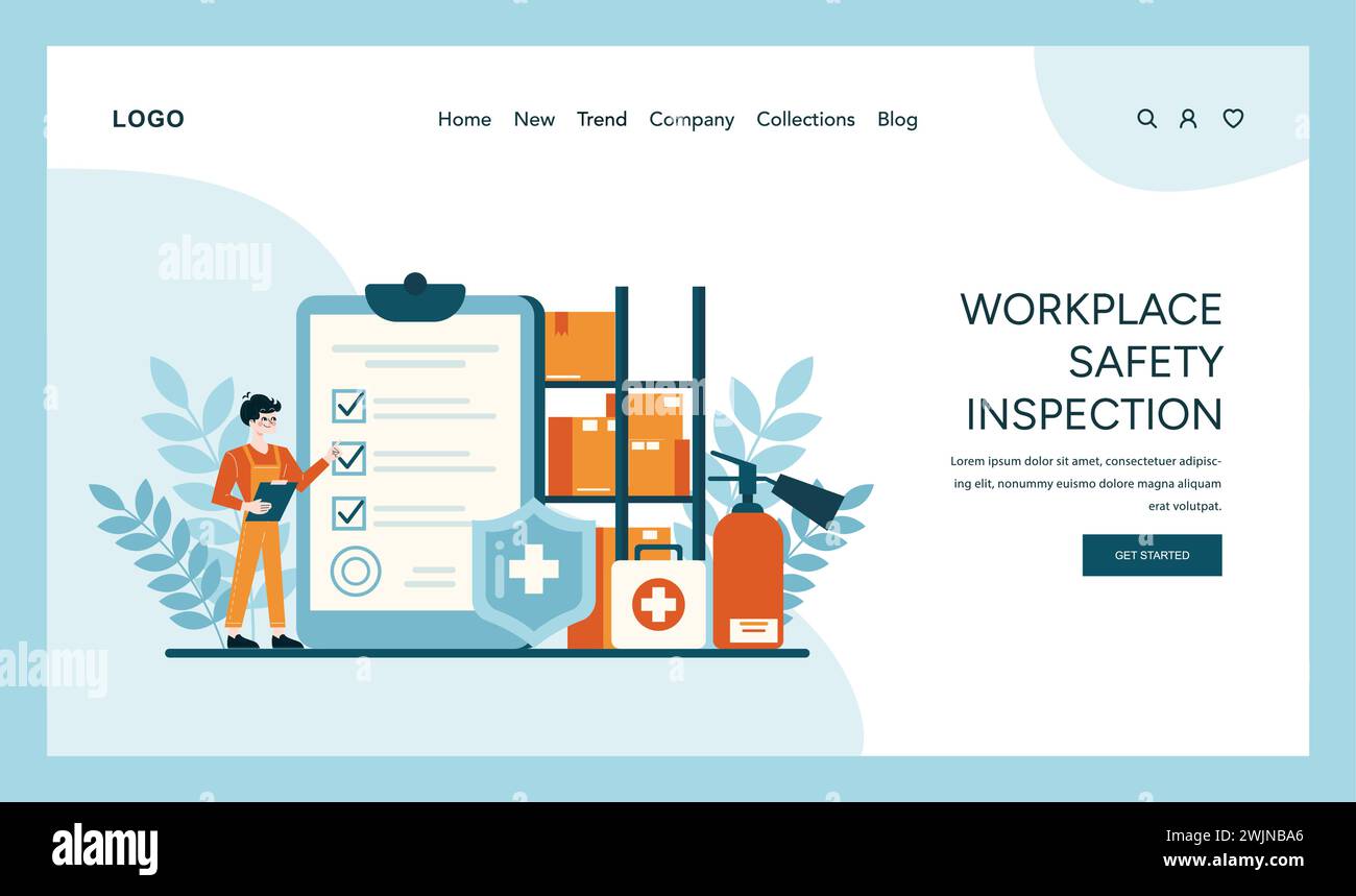 Workplace safety inspection vector. A meticulous review of industrial ...