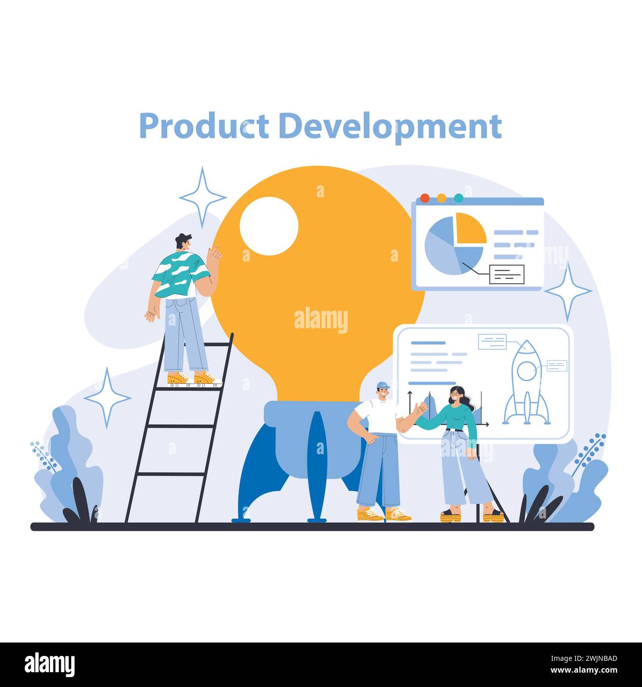 Product Development concept. Team collaboration on innovative solutions ...